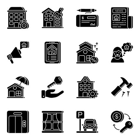 Set Of Home And Property Solid Icons 25838016 Vector Art At Vecteezy