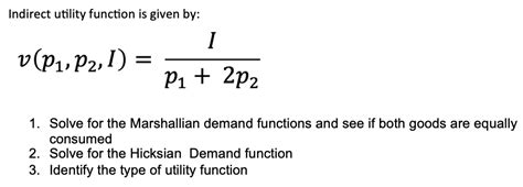 solved indirect utility function is given