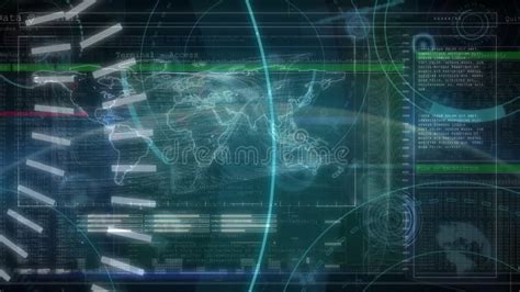 Animation Of 5g Text Map Loading Circles And Bars Over Abstract Background Stock Footage