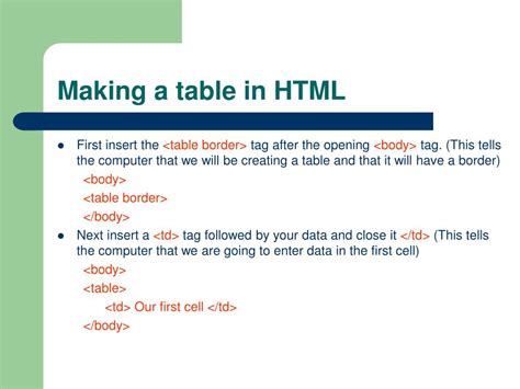 PPT How To Make Tables In HTML PowerPoint Presentation Free Download ID