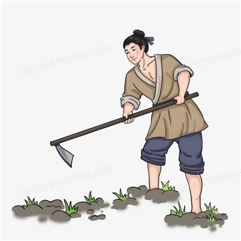 手绘古人农民锄地挖地元素PNG图片素材下载 农民PNG 熊猫办公