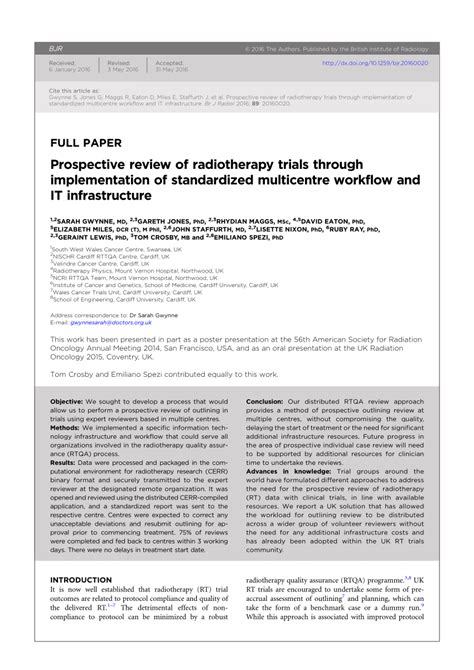 Pdf Prospective Review Of Radiotherapy Trials Through Implementation Of Standardised Multi