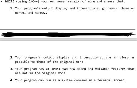 Solved Write Using Cc Your Own Newer Version Of More