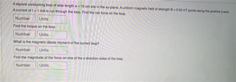 Solved A Square Conducting Loop Of Side Length A Cm Chegg