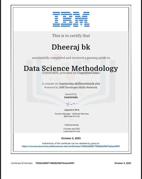 Dheeraj Bk On Linkedin Successfully Completed A Data Science Methodology And Received A