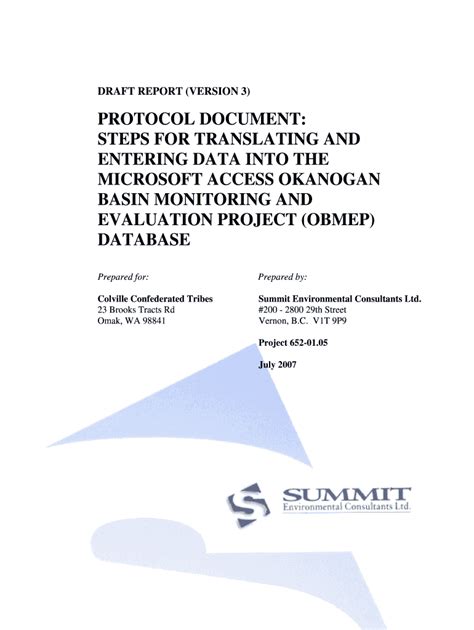 Protocol Document Steps For Translating And Entering Data Into The Form