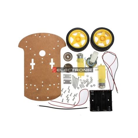 Châssis Robot Mobile 2 Roues Motrices Roues Libres Compatible Arduino