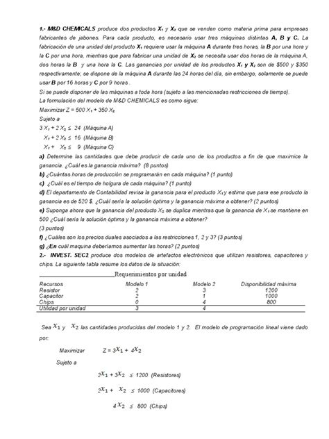 Ejercicios De Programación Lineal Método Gráfico Pdf Programación Lineal Business