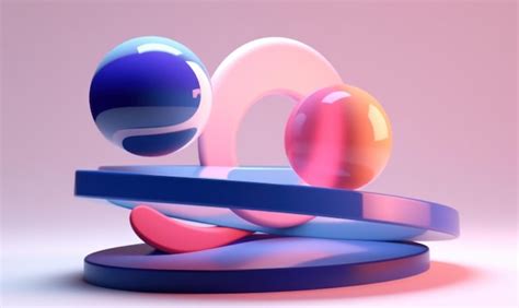 Premium Ai Image 3d Curved Acrylic Abstract Geometrical Shapes For A