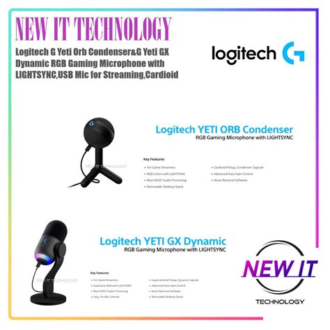 Logitech G Yeti Orb Condenser G Yeti GX Dynamic RGB Gaming Microphone With LIGHTSYNC USB Mic