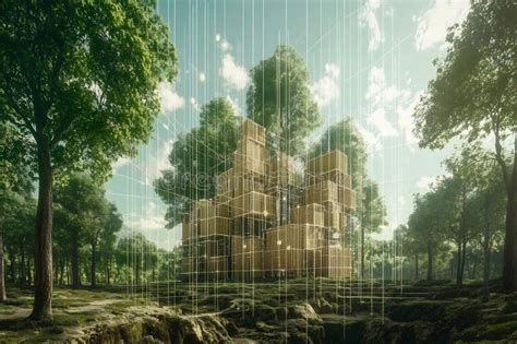 Surreal Futuristic Organic Forest Architecture Concept With Reflective