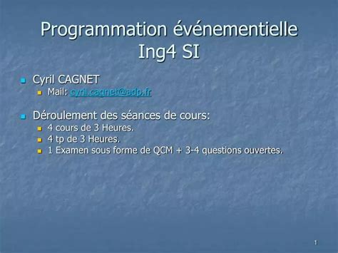 Ppt Programmation événementielle Ing4 Si Powerpoint Presentation