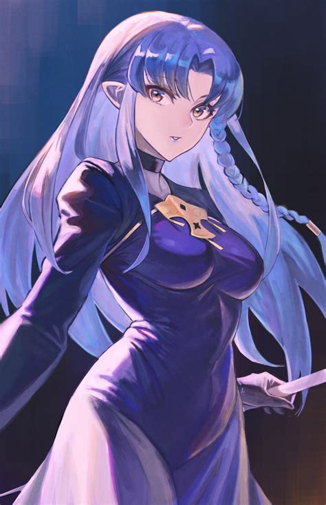 Safebooru 1girl Absurdres Bangs Blue Eyes Blue Hair Braid Caster Dress Fategrand Order Fate