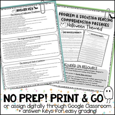 Problem And Solution Halloween Reading Comprehension Passages Digital And Printable