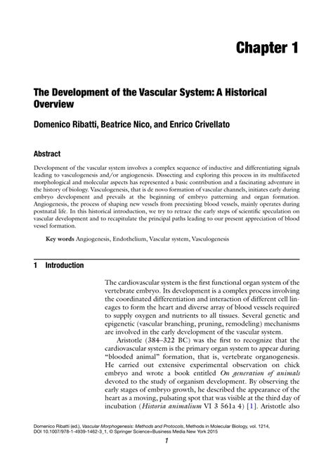 Pdf The Development Of The Vascular System A Historical Overview