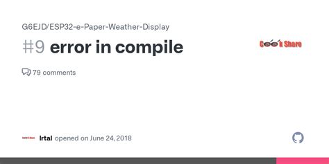 Error In Compile · Issue 9 · G6ejd Esp32 E Paper Weather Display · Github
