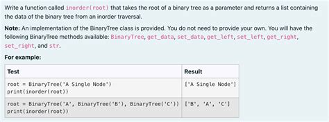 Solved Class BinaryTree Def Init Self Data Chegg