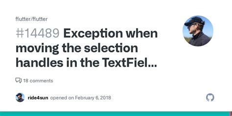 Exception When Moving The Selection Handles In The Textfield Widgets