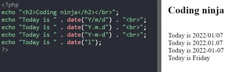 PHP Date And Time Naukri Code