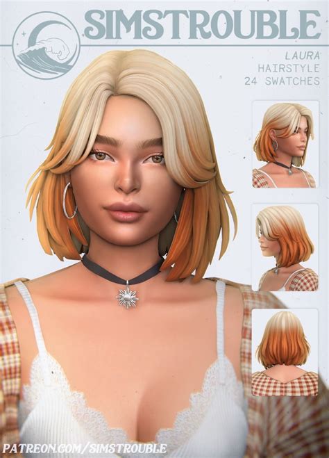 Laura Hairstyle 2 Versions By Simstrouble Inzoi Cc