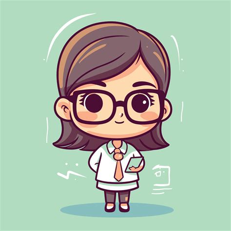 Cute Kawaii Teacher Chibi Mascot Vector Cartoon Style 23374505 Vector