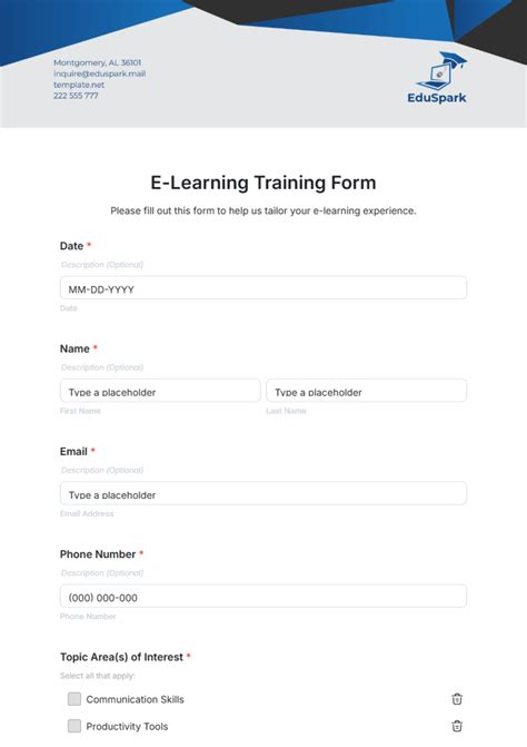 Free Training Form Templates To Edit Online