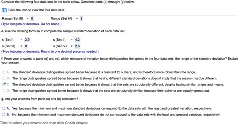 Solved Consider The Following Four Data Sets In The Table