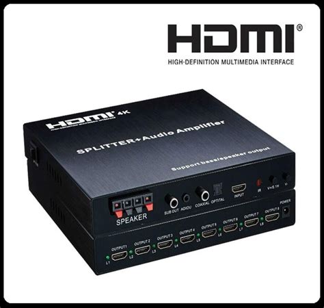 HDMI Splitter 1x8 Audio Amplifier Support Bass Speaker Output HS0108AA China Manufacturer