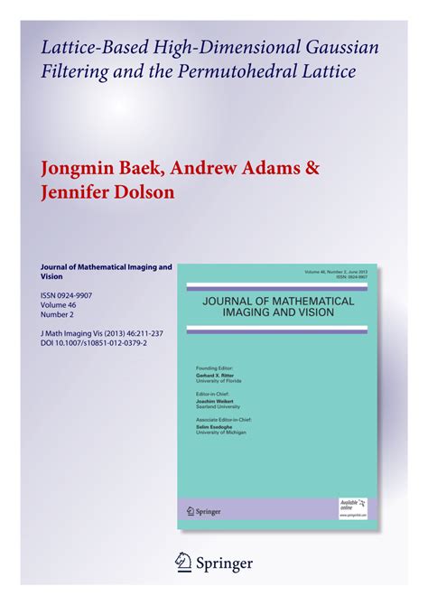 Pdf Lattice Based High Dimensional Gaussian Filtering And The Permutohedral Lattice