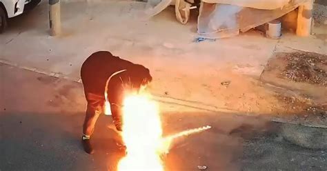 Horrifying Moment Lunar New Year Firecracker Explodes In Womans Face As She Lights It The Mirror