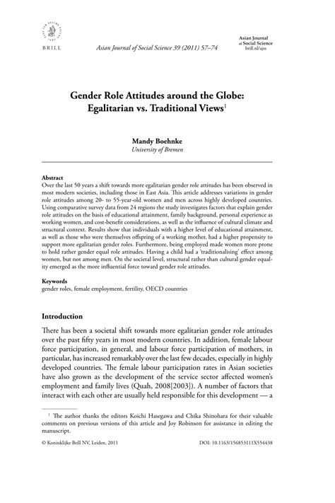 Pdf Gender Role Attitudes Around The Globe Egalitarian Vs Traditional Views