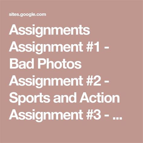 Assignments Assignment 1 Bad Photos Assignment 2 Sports And