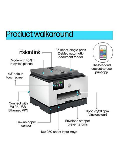 Hp Officejet Pro 9132e All In One Wireless Colour Printer With Fax And 3 Months Of Instant Ink