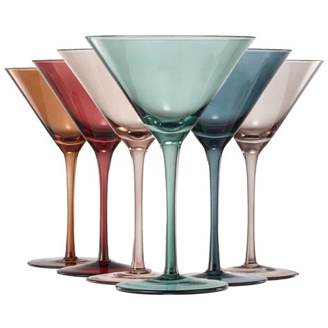 Colored Crystal Martini And Cocktail Glass Set Of 6 Noble Designs