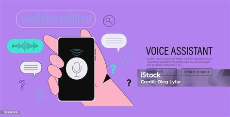 음성 인식 개념 남자는 음성 보조 응용 프로그램을 사용하여 스마트 폰을 개최합니다 스마트 스피커 앱 사무실 컨트롤러 핸즈프리 전화 통화 사물 인터넷 음성 명령 소프트웨어