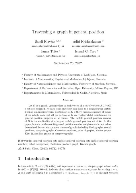 Full Article Traversing A Graph In General Position