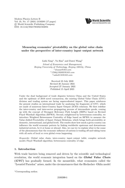 Pdf Measuring Economies Pivotability On The Global Value Chain Under The Perspective Of Inter