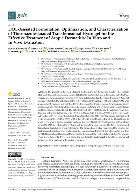 Pdf Doe Assisted Formulation Optimization And Characterization Of Tioconazole Loaded