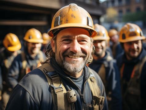 Premium Ai Image Construction Helmet Smiling Generative Ai