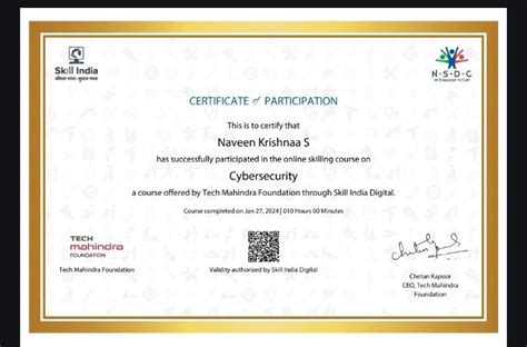 Naveen Krishnaa On Linkedin Cybersecurity Skillindia Techmahindra Digitalsecurity