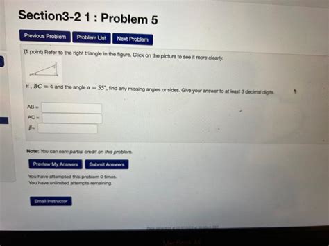 Solved If Bc 4 And The Angle A 55 Find Any Mising Angles Or