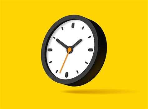 Premium Vector Clock Icon In Flat Style Black D Timer On Yellow