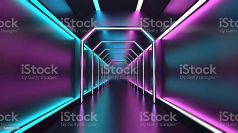 나이트 클럽 내부 네온 불빛 레이저 쇼를 위한 3d 렌더링 형광 생생한 색상 배경입니다 네온 복도 배경입니다 가벼운 추상적인 미래 지향적인 디자인 Led 조명 배경 3차원