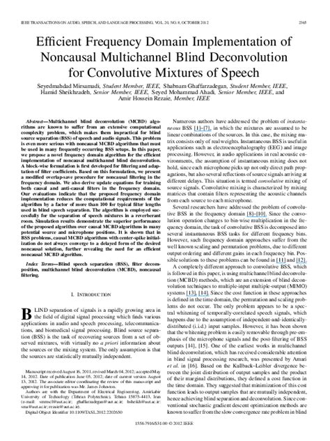 Pdf Frequency Domain Mcbd For Efficient Blind Separation