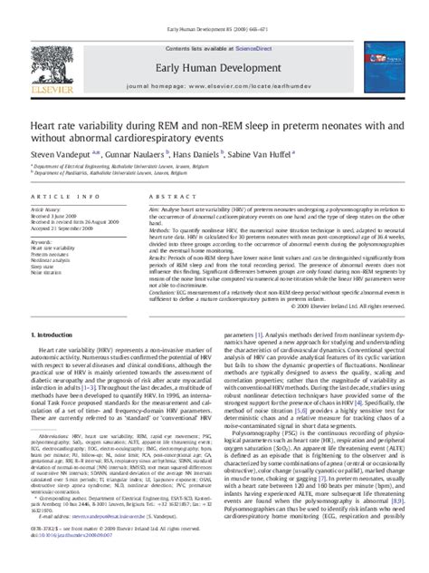 Pdf Heart Rate Variability During Rem And Non Rem Sleep In Preterm Neonates With And Without