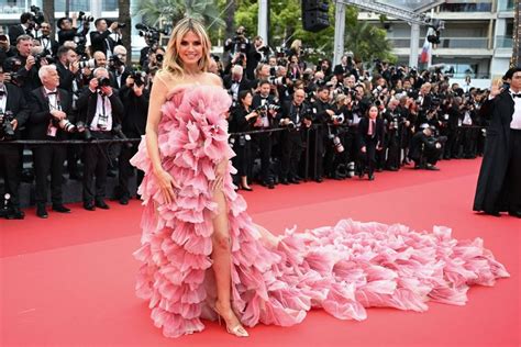 Heidi Klum Ignores Cannes Film Festival Dress Code In Pink Floral Gown With A Massive Train