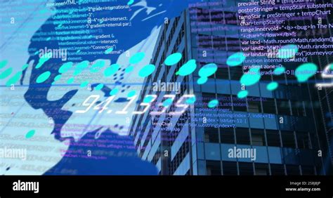 Image Of Digital Data Processing Over World Map And Cityscape Stock