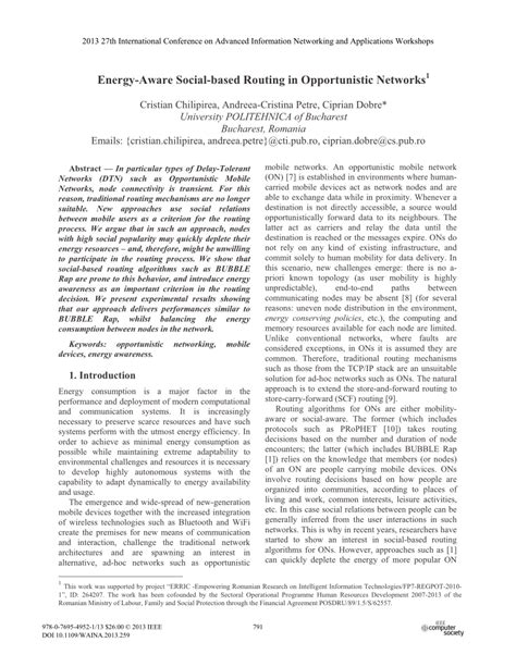 Pdf Energy Aware Social Based Routing In Opportunistic Networks