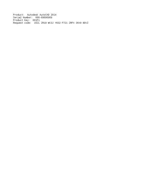 Product Autodesk Autocad 2014 Serial Number 666 69696969 Product Key 001f1 Request Code 15zl