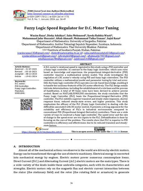 Fuzzy Logic Speed Regulator For Dc Motor Tuning Pdf